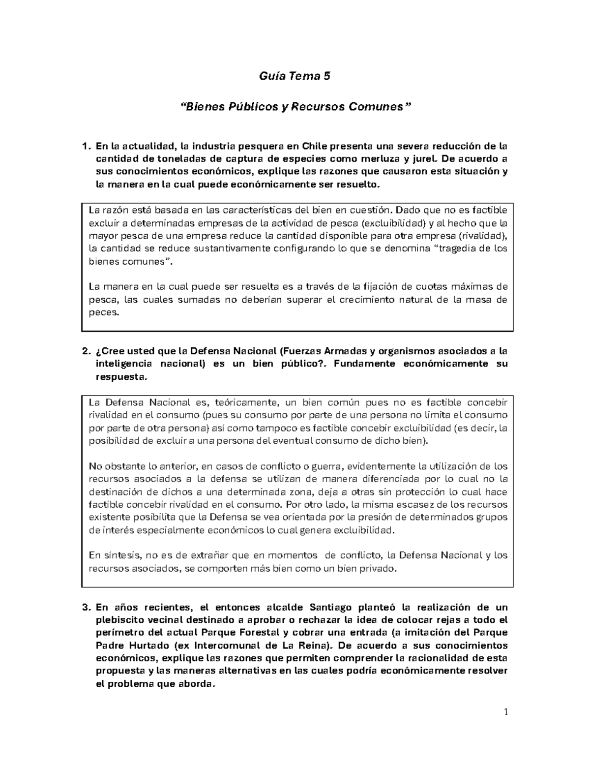 Guía Tema 5: Bienes Públicos y Recursos Comunes en Chile - Studocu