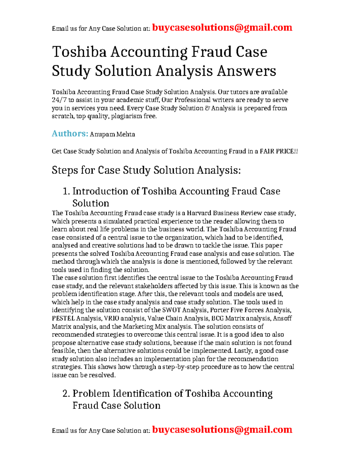 Case Solution Toshiba Accounting Fraud - Toshiba Accounting Fraud Case ...