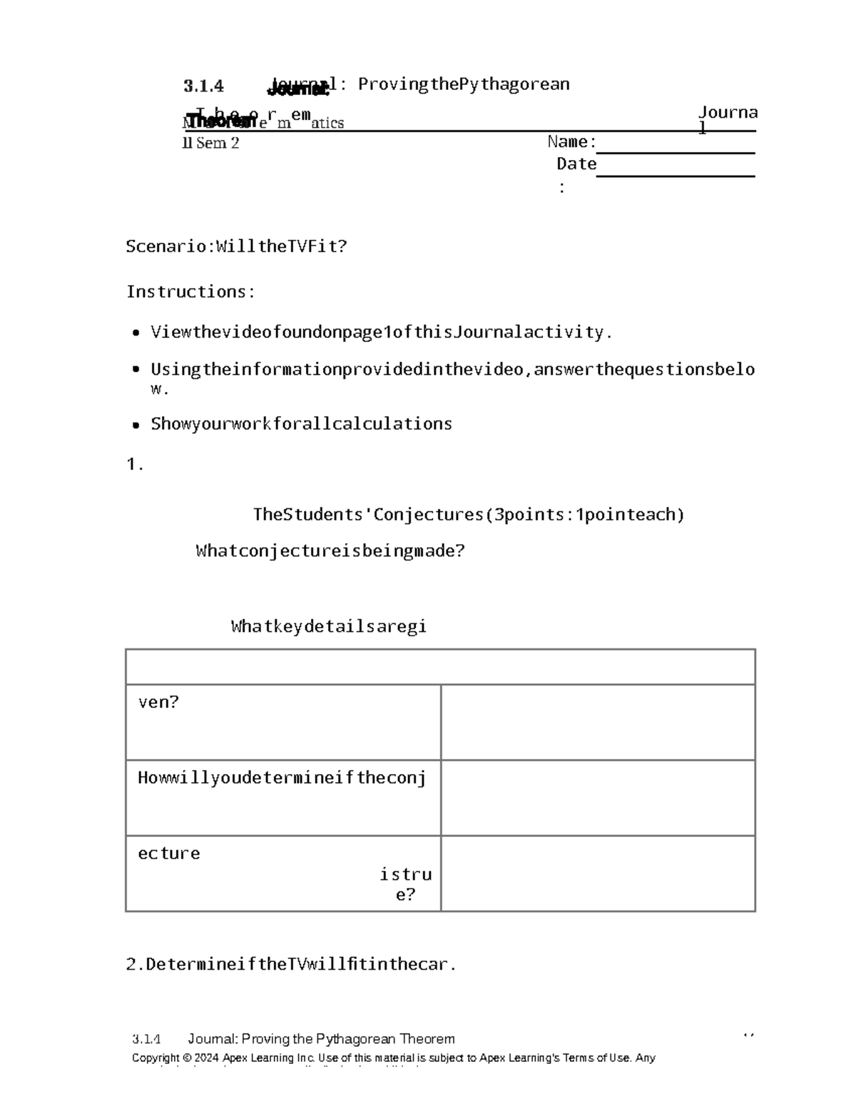 3 1 Journal Proof Of The Pythagorean Theorem In Geometry Studocu