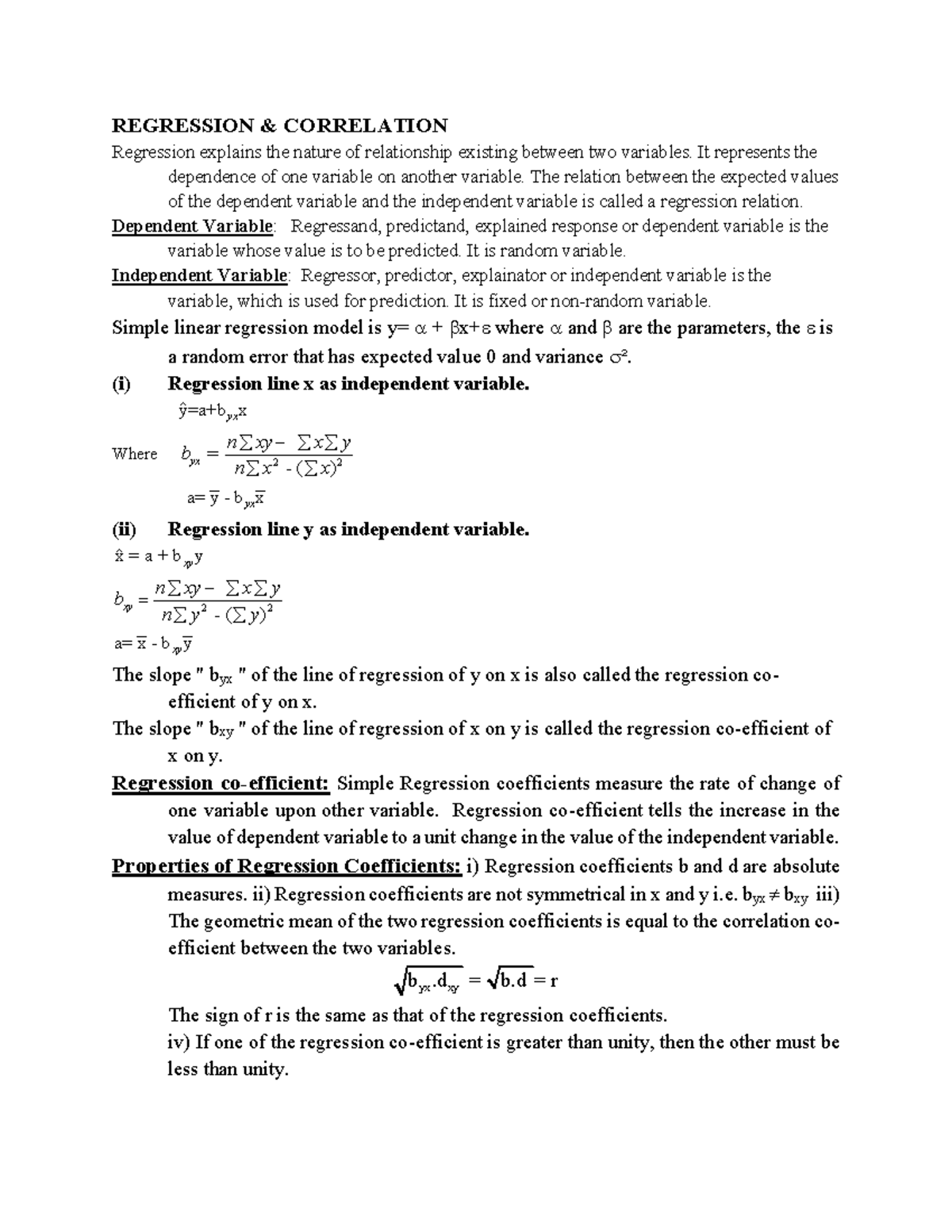 Regression Analysis and Correlation Concepts - STAT 101 - Studocu