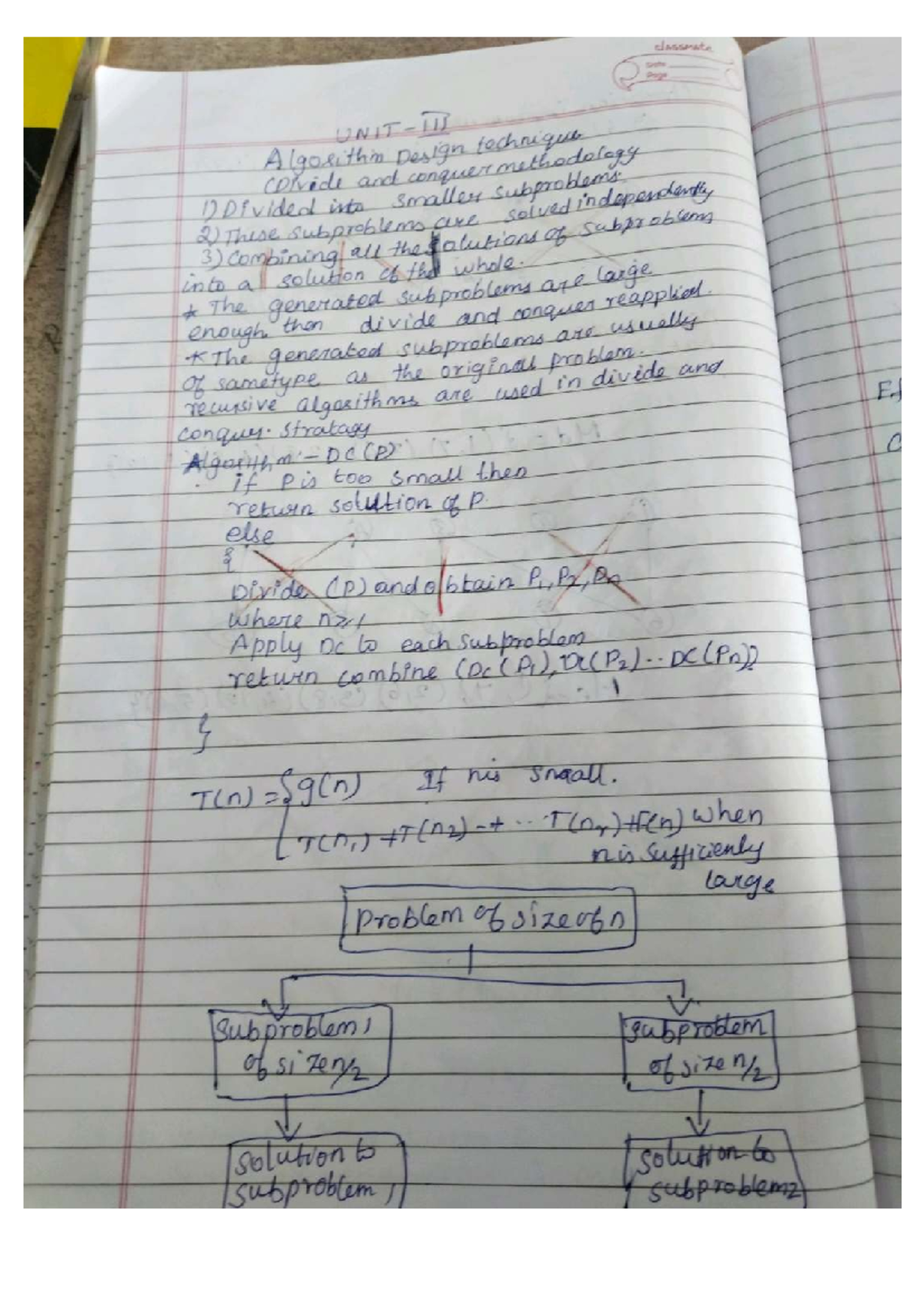 Algorithm Unit 3: Divide and Conquer Techniques and Analysis - Studocu