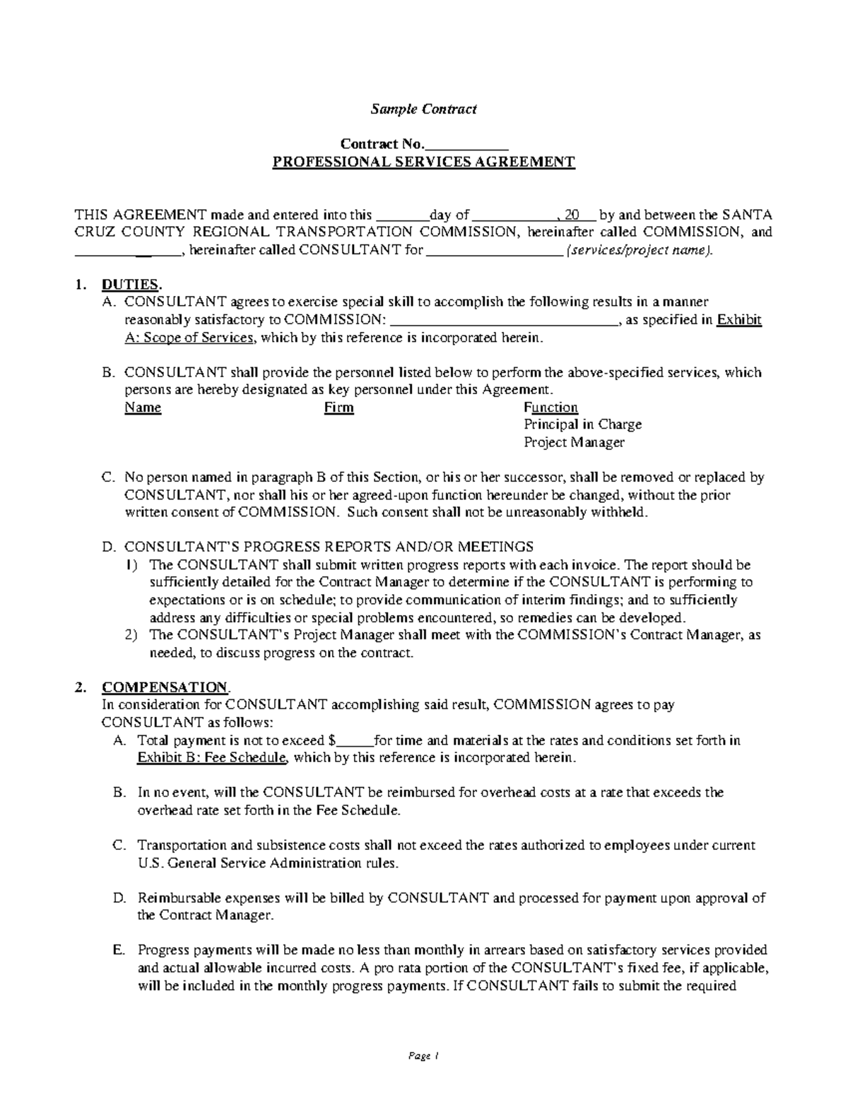 Sample Contract for Professional Services - Shuttle Services - Studocu