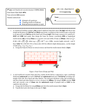 Chapter 3 - rc material - 1 Analysis – Given a cross section, concrete ...