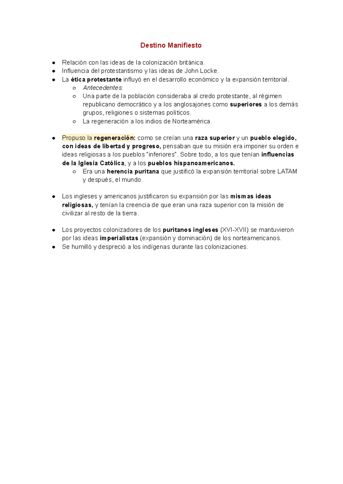 Destino Manifiesto: Influencia del Protestantismo y John Locke en la ...