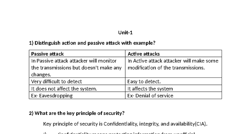 Security Principles and Attack Types: A Study Guide (CS101) - Studocu