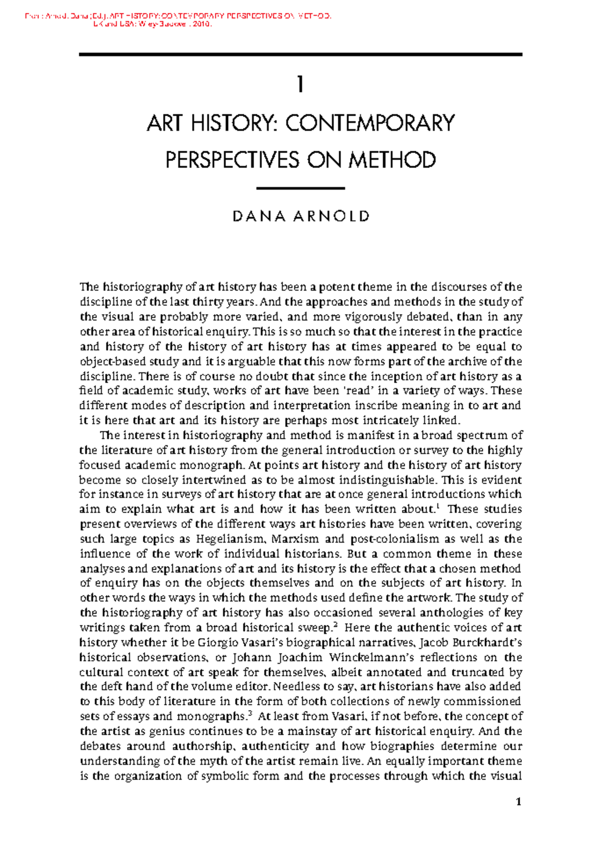 ART HISTORY 101: Intro to Contemporary Perspectives on Method - Studocu