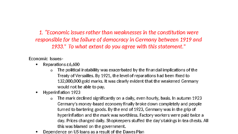 08 RES Weimar Republic Essay Plans: Democracy and Economic Challenges ...