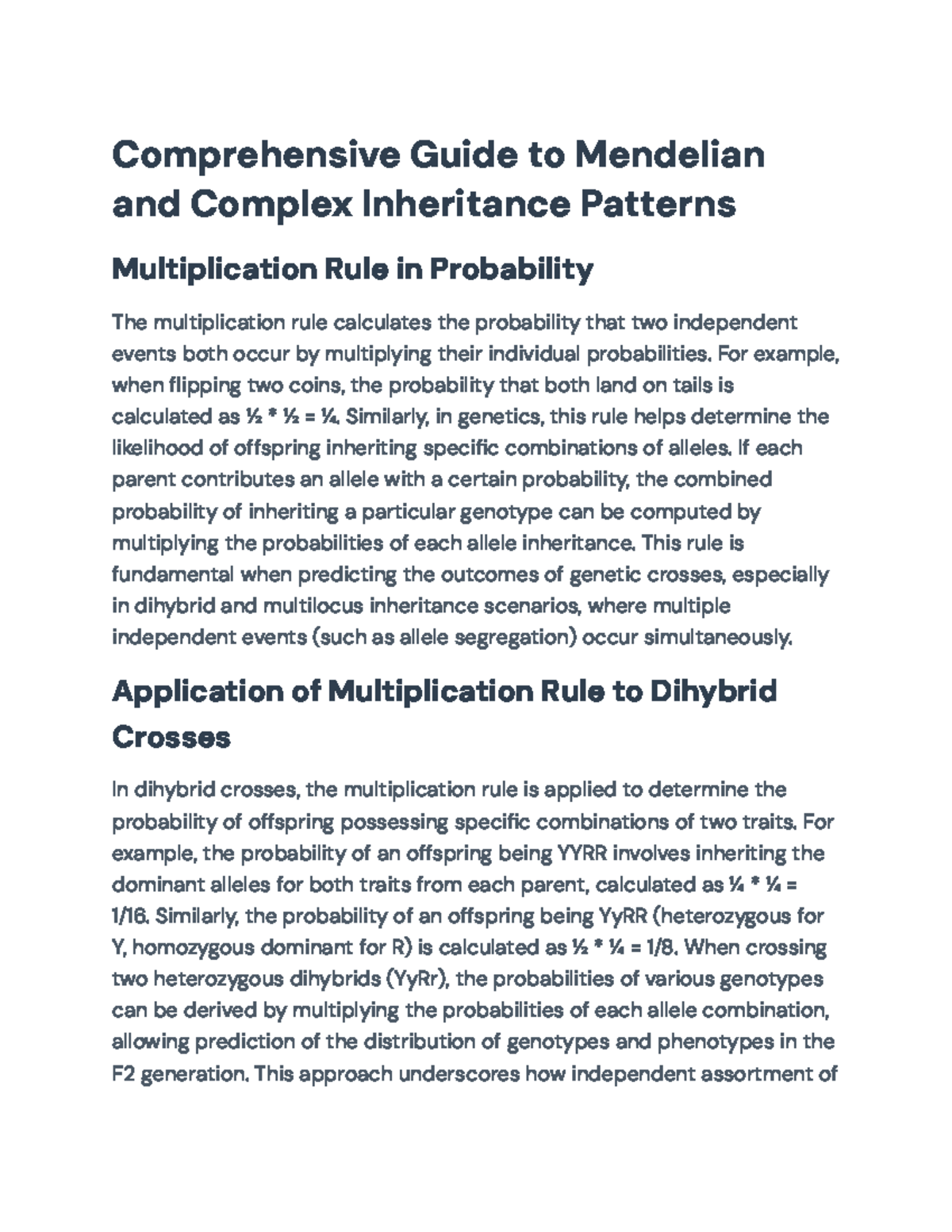 Comprehensive Overview of Mendelian & Complex Genetics 101 - Studocu