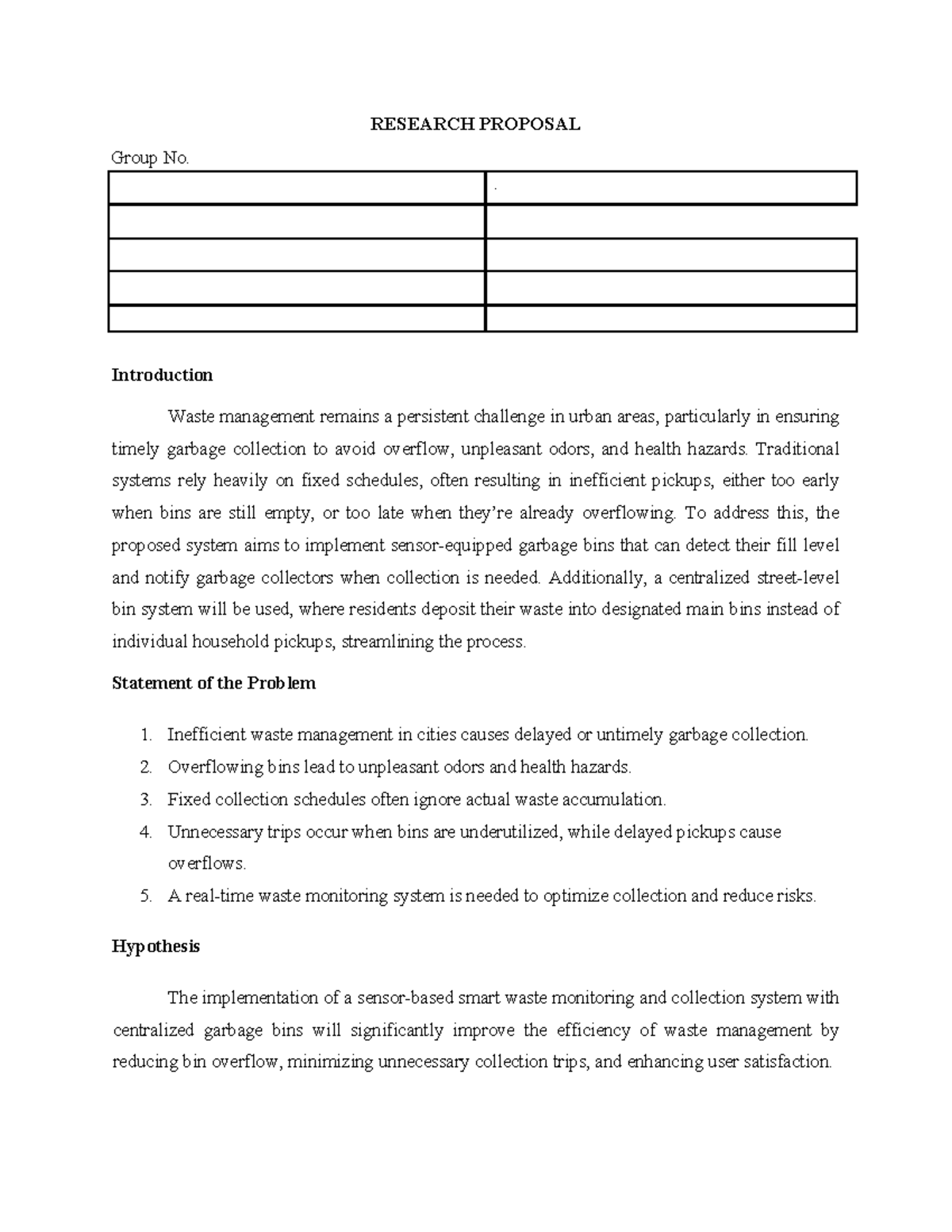 Research Proposal: Centralized Smart Waste Management System (PALO ...