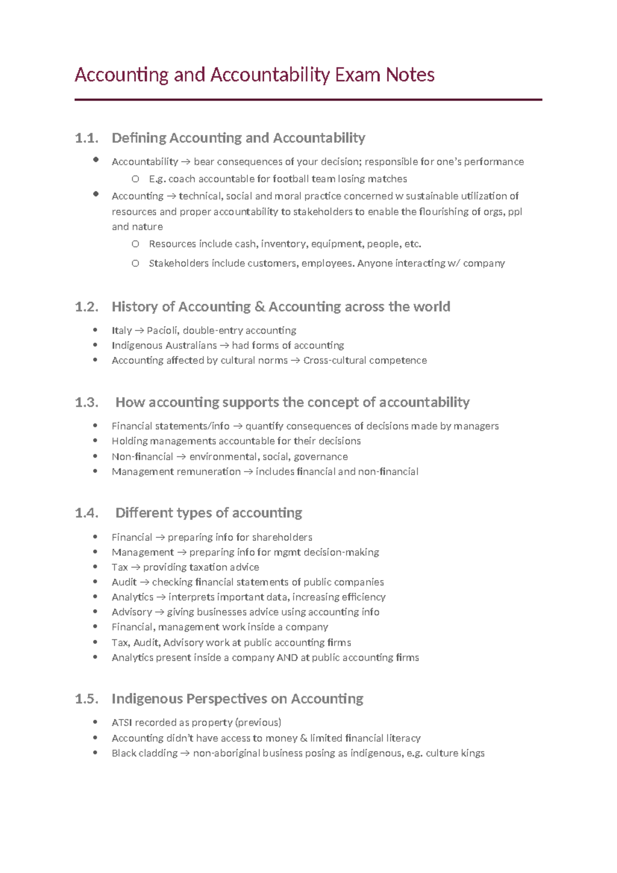 AAA Exam Summary Notes: Understanding Accounting & Accountability ...