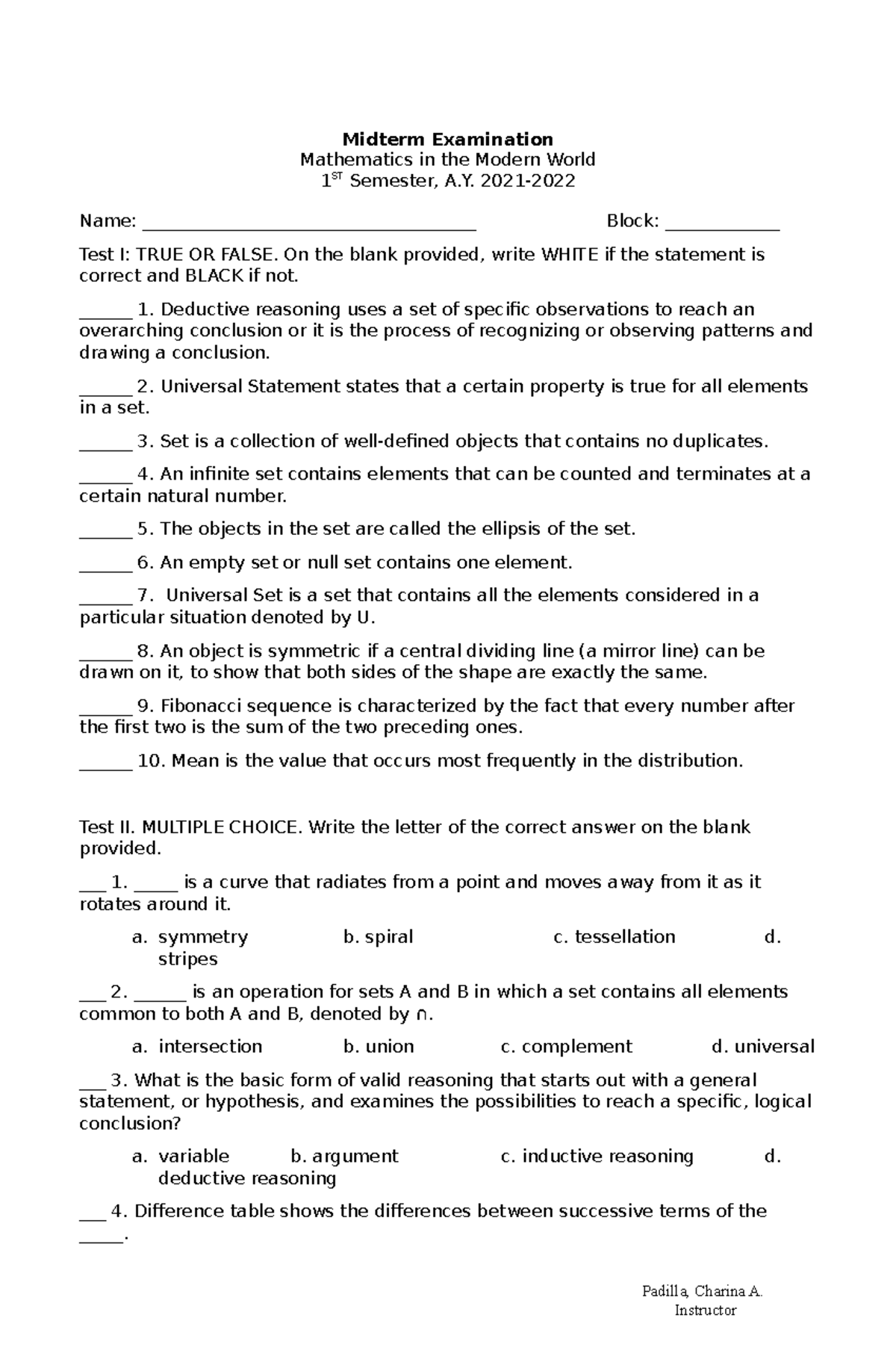 MMW 101: Midterm Exam Review - Mathematics in the Modern World - Studocu