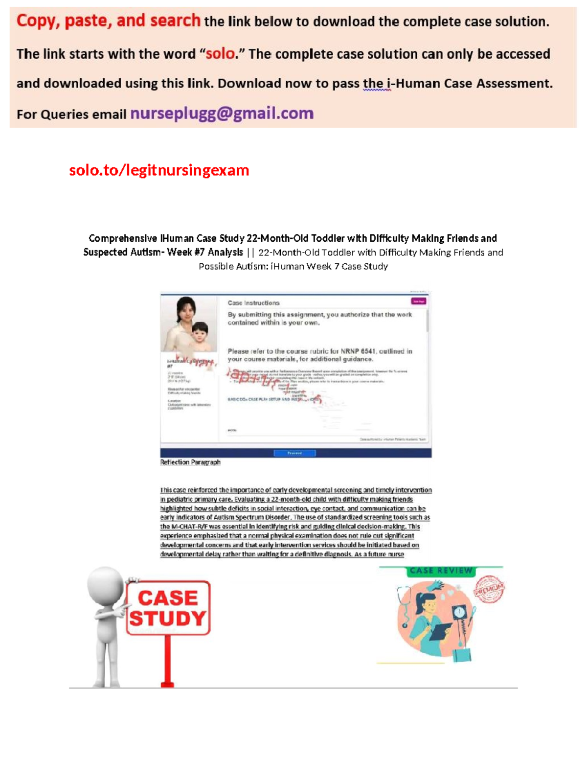 iHuman Week 7 Case Study: 22-Month-Old Toddler with Social Challenges ...