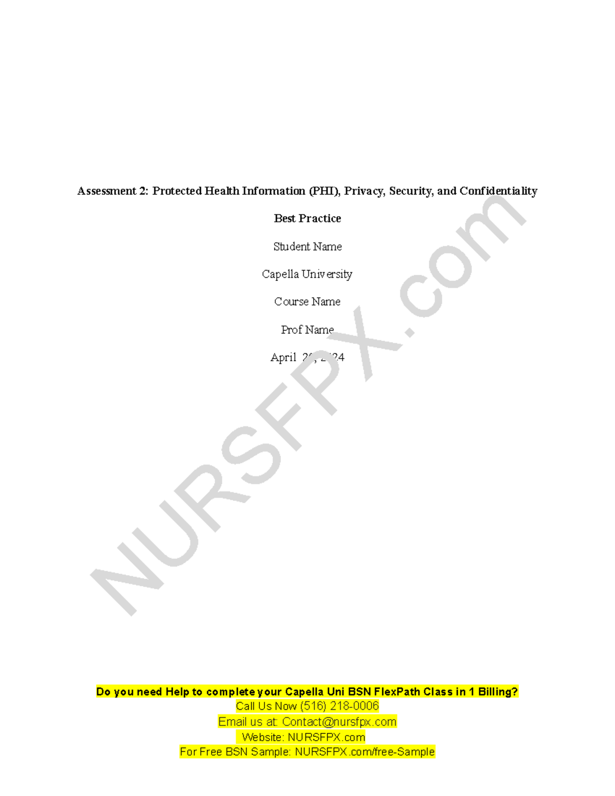Nurs fpx 4040 assessment 2 protected health information phi privacy ...