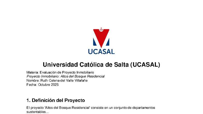 UCASAL: Proyecto Inmobiliario Altos del Bosque - Ruth Villafañe - Studocu