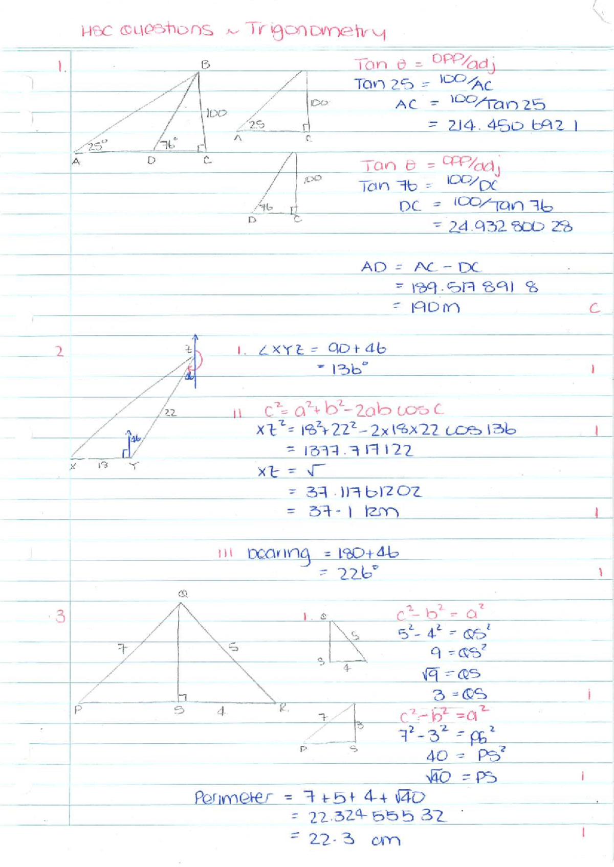 8-09 HSC Trigonometry Questions & Worked Solutions - Studocu