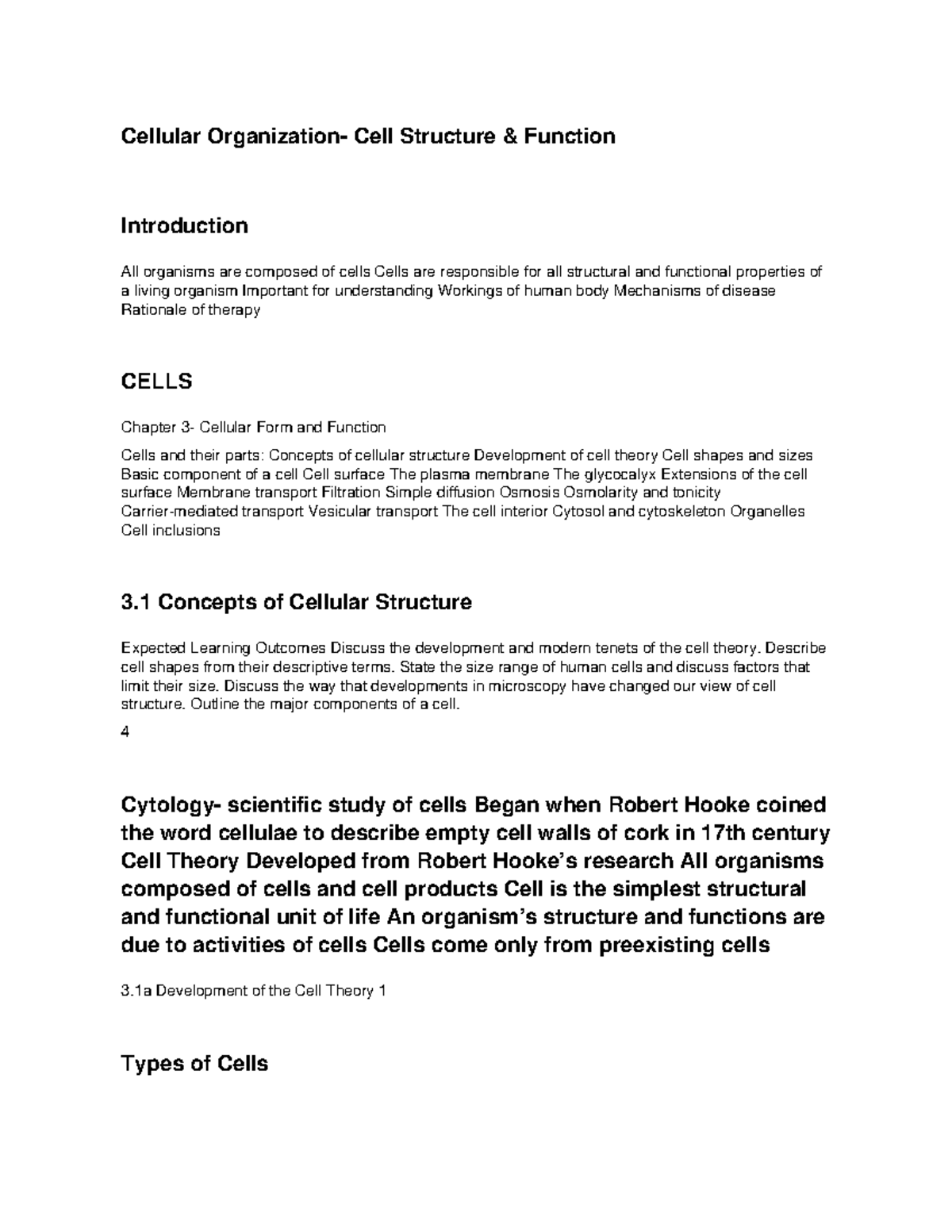 Lecture 2: Cellular Organization - Study Guide on Cell Structure ...