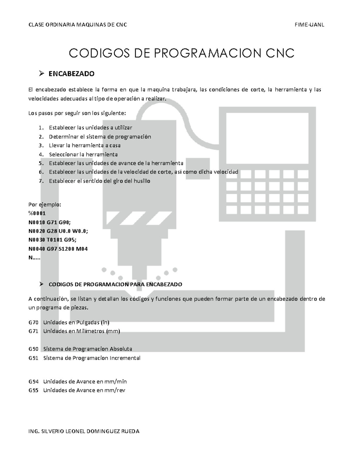 Codigos NC - Programación CNC para Maquinas y Herramientas - Studocu