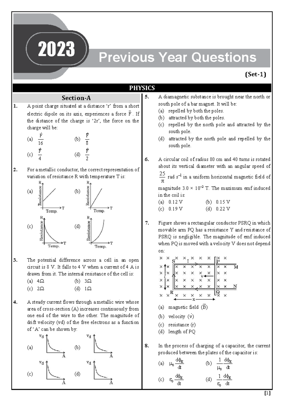 2023 Physics 1 Final Exam: Previous Year Questions & Solutions - Studocu