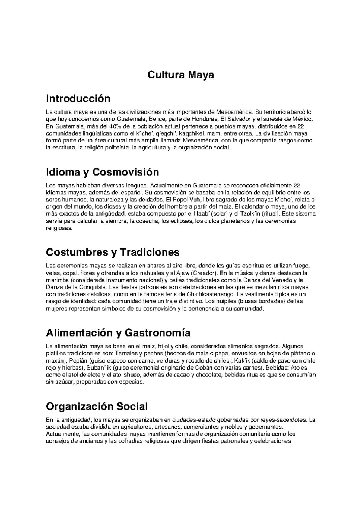 Cultura Maya: Introducción y Aportes a Mesoamérica - Studocu