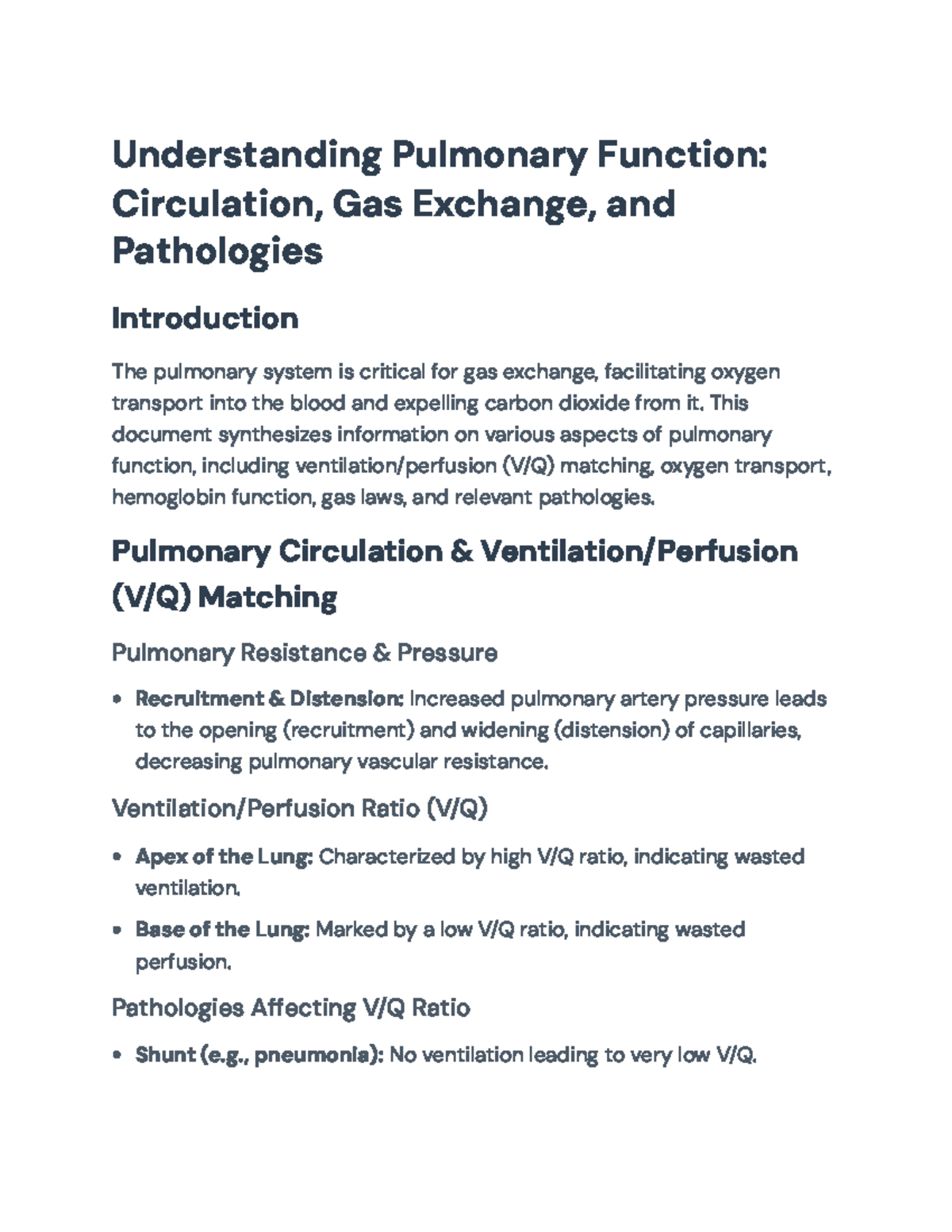Understanding Pulmonary Function: Gas Exchange, Pathologies ...