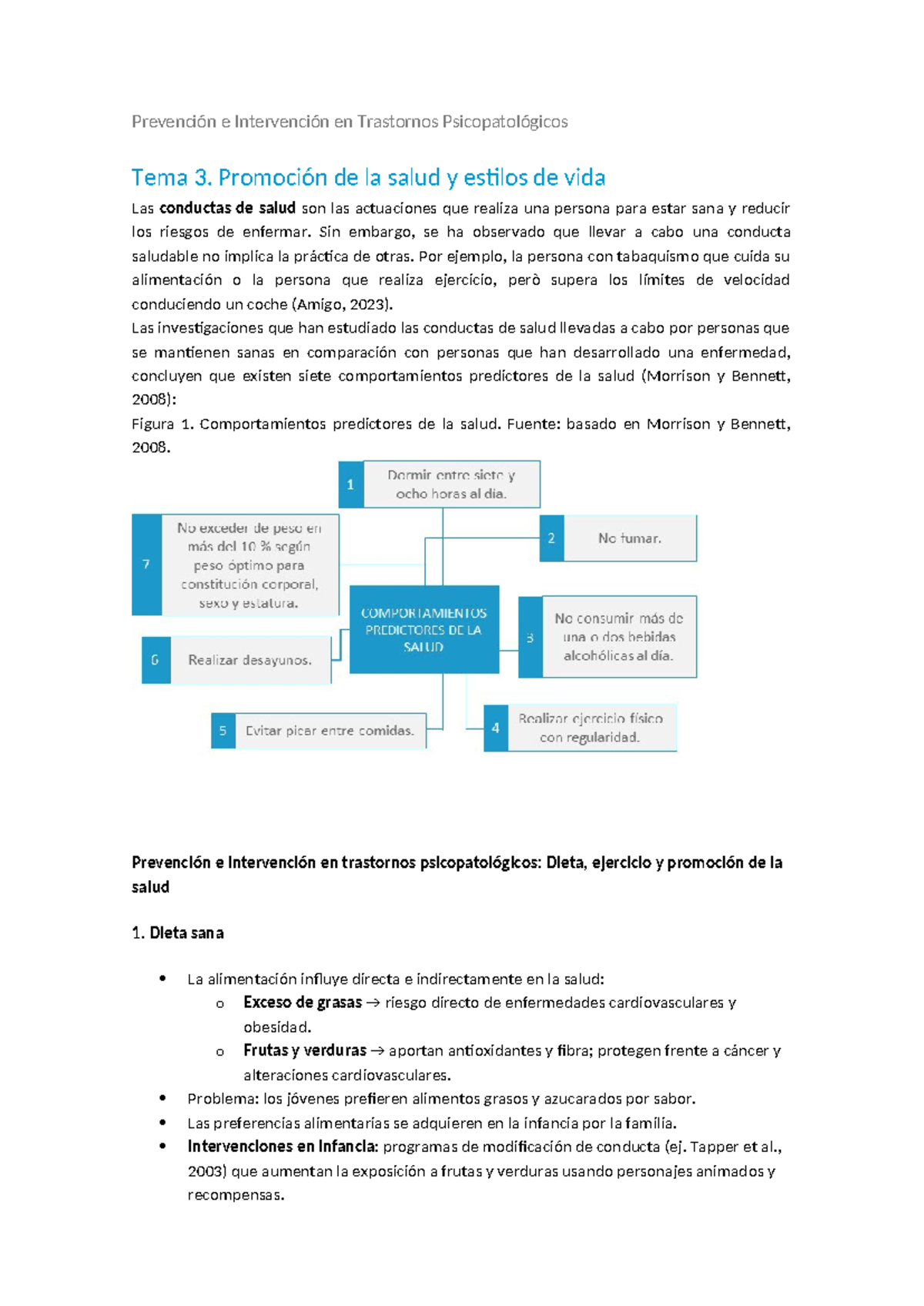 T.3 Resumen: Promoción de la Salud y Estilos de Vida en Psicopatología ...