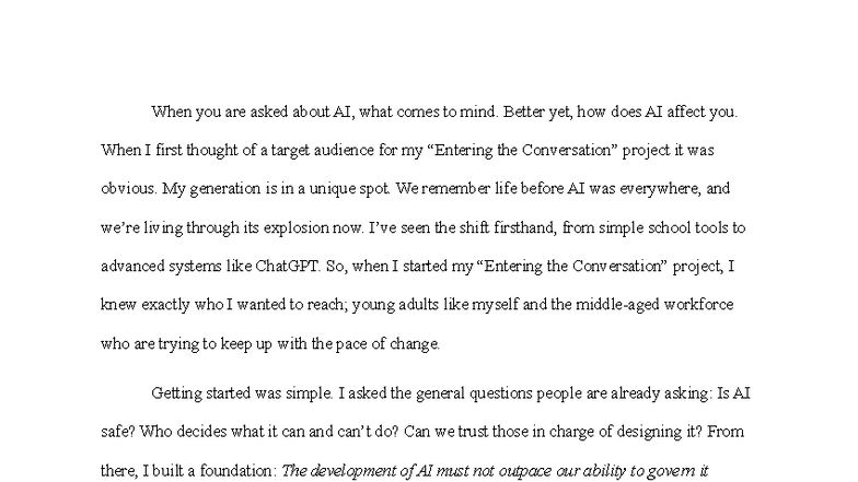 The Big Topic: Exploring AI's Impact on Young Adults - 2nd Essay - Studocu