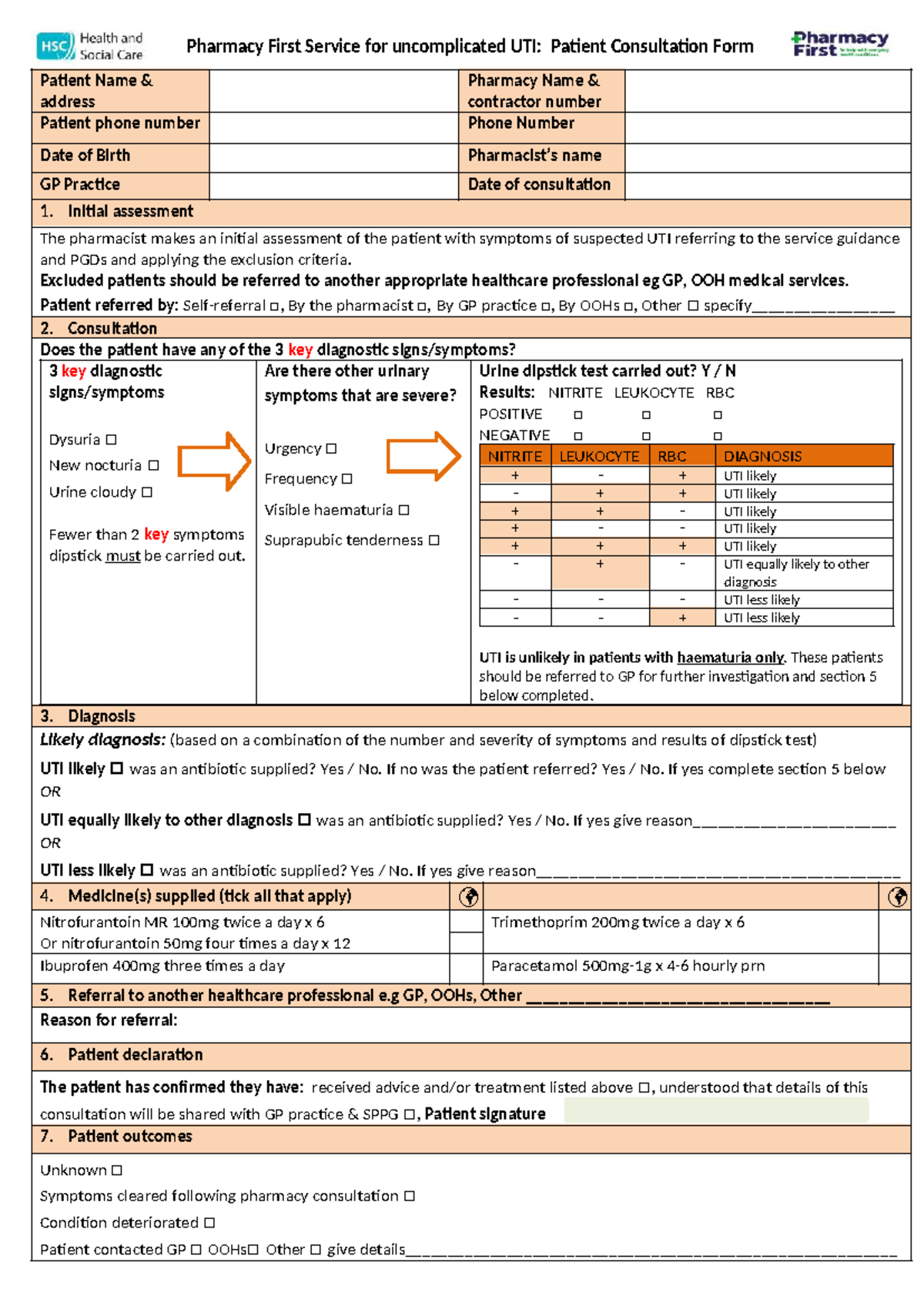 UTI-consultation-form Final 161123 - Pharmacy First Service for ...