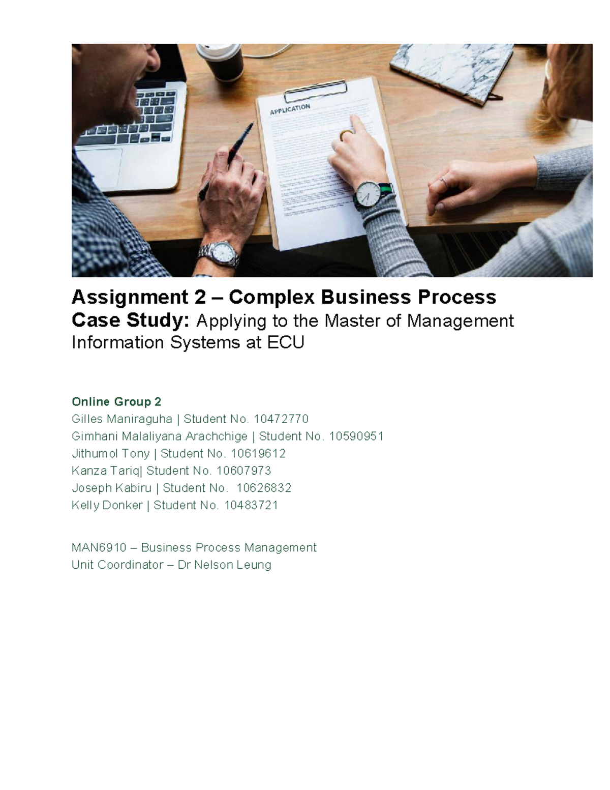 MAN6910 Assignment 2: Complex Business Process Case Study Analysis ...