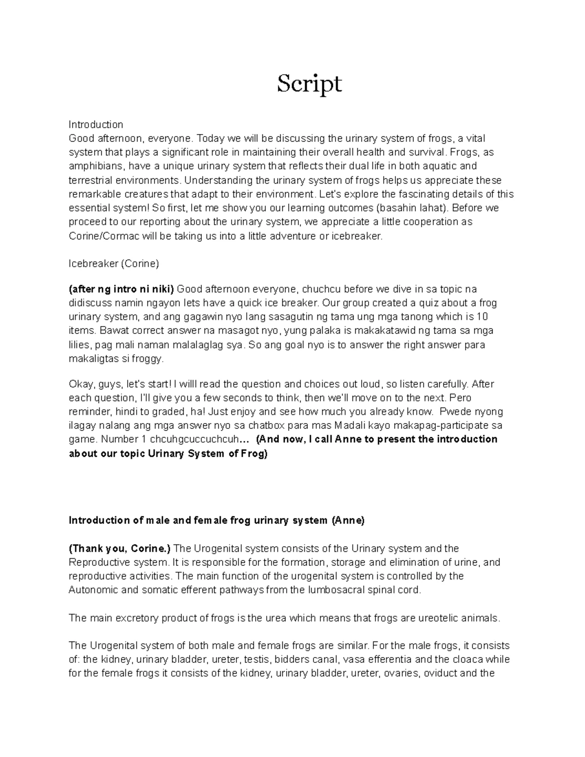 BODY System OF Frogs - GENERAL ZOOLOGY: INTEGUMENTARY SYSTEM 1ST ...