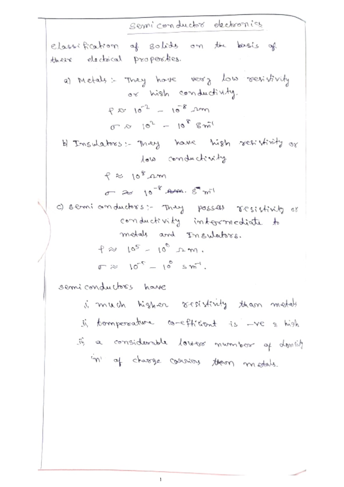 Semiconductor Electronics: Classification of Solids by Electrical ...