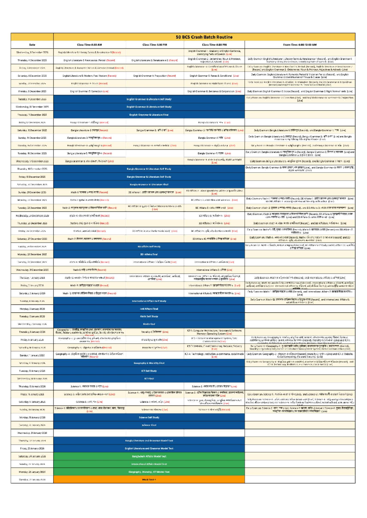 50 BCS Crash Batch Routine - December 2025 - Studocu