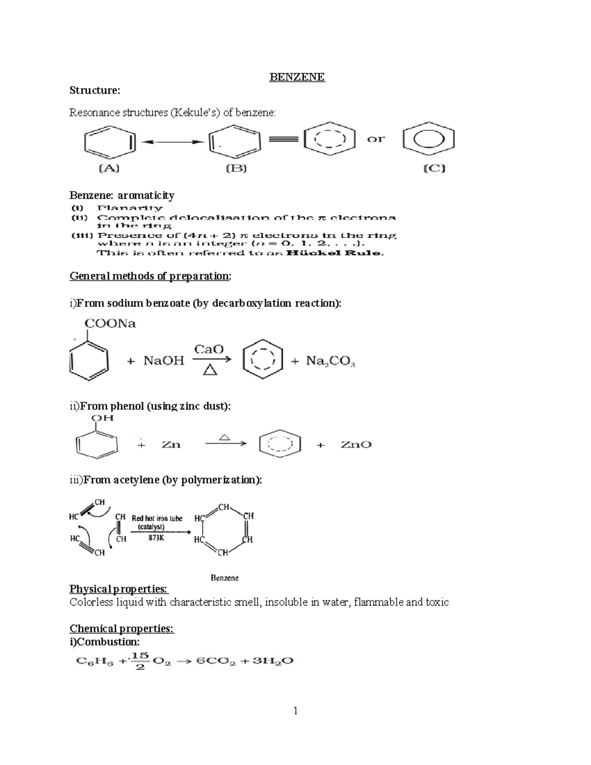 Benzene 12th ISC Lecture Notes on Structure & Properties - Studocu