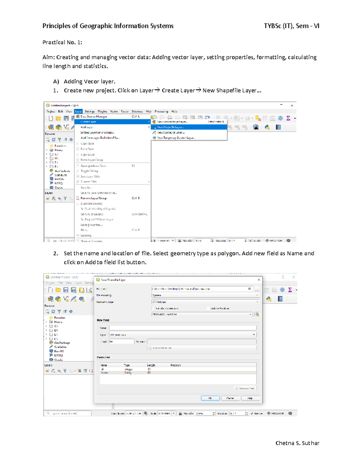 GIS Practical No 1 bscit - Practical No. 1: Aim: Creating and managing vector data: Adding ...