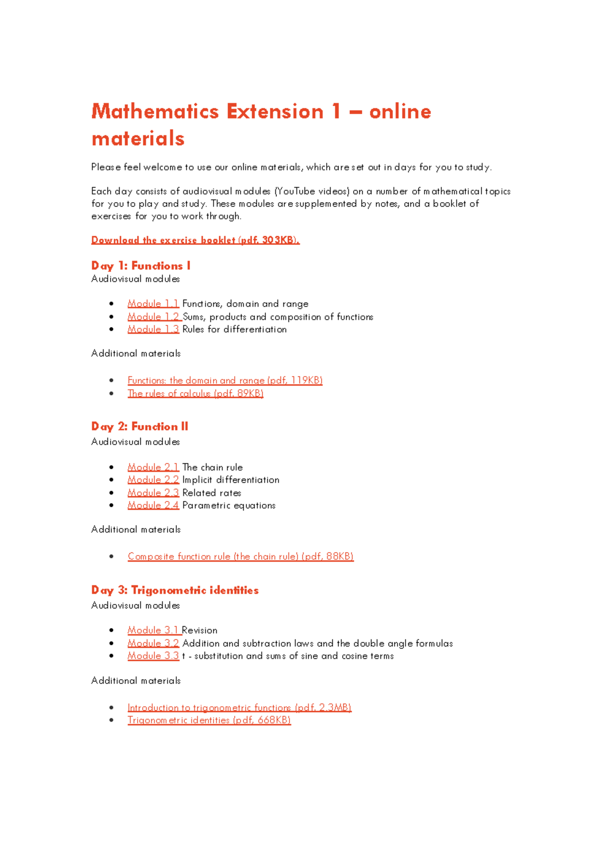 Mathematics Extension 1 Study Guide for Bridging Course - Studocu