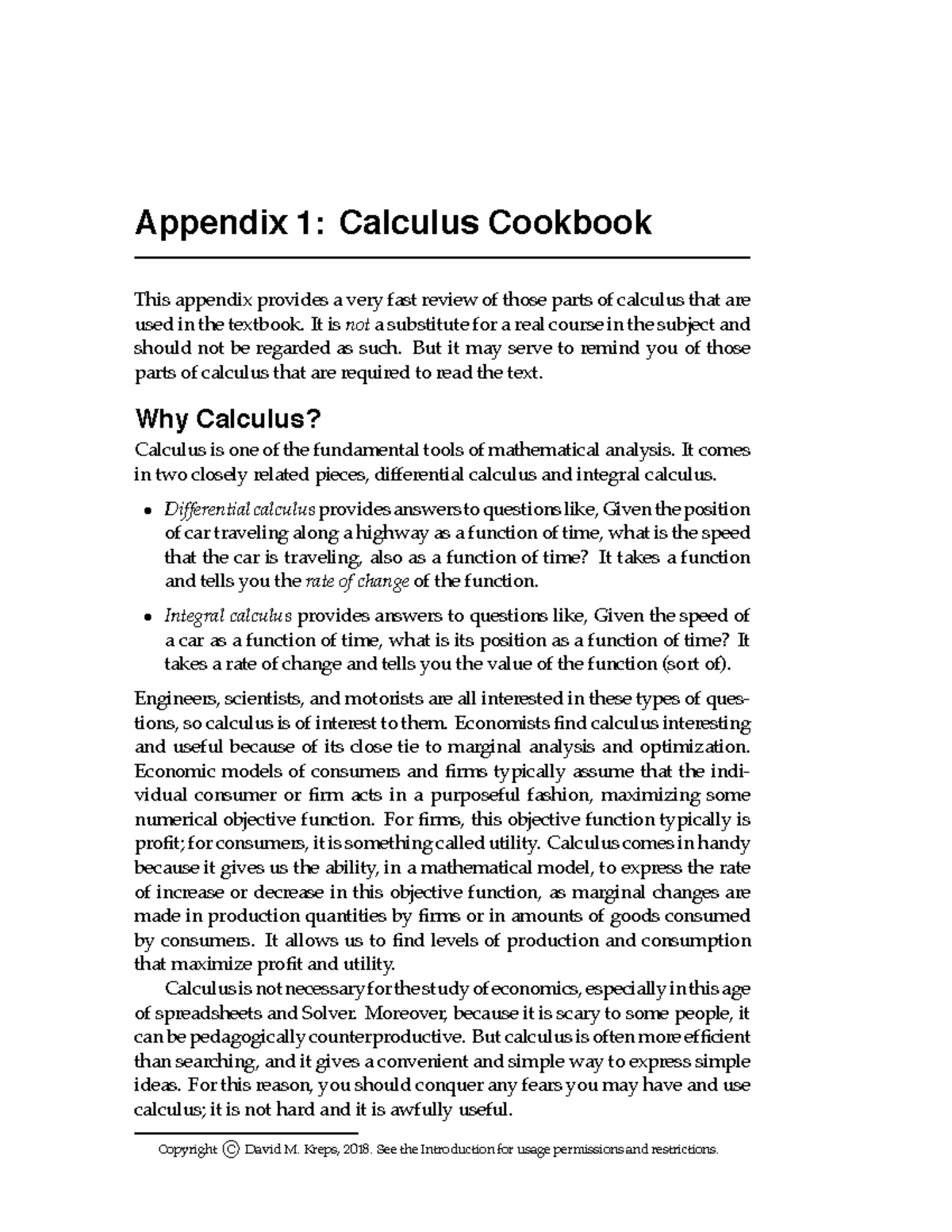 Appendix S6: Calculus Cookbook Overview and Key Concepts - Studocu