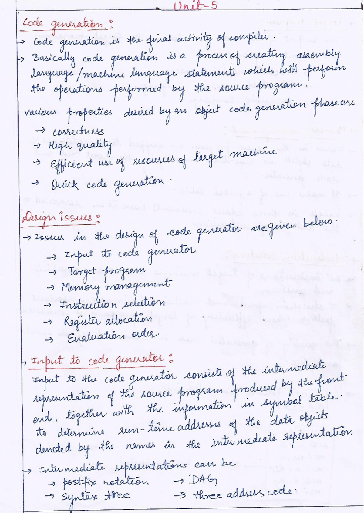 Code Generation and Optimization Techniques - Unit 5CD 3rd Year - Studocu