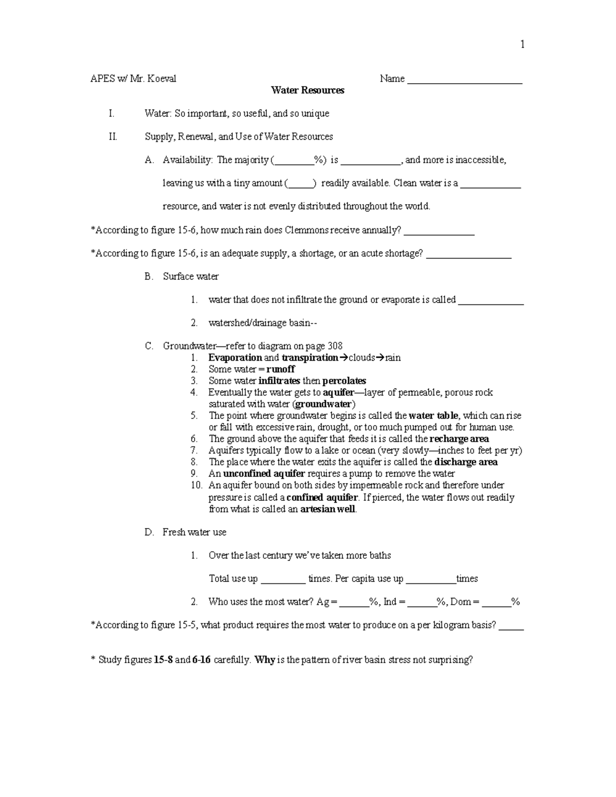 APES Final Exam Water Resources Study Guide and Notes - Studocu