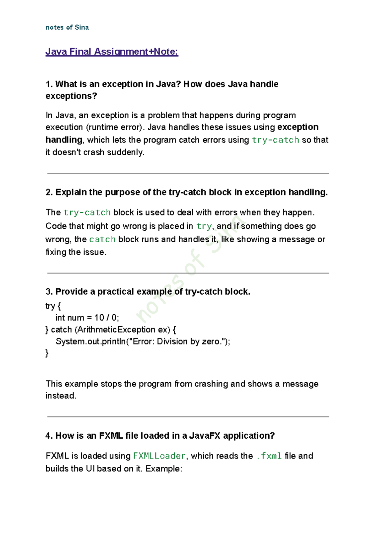 Java Assignment: Understanding Exceptions and Threads in Java - Studocu