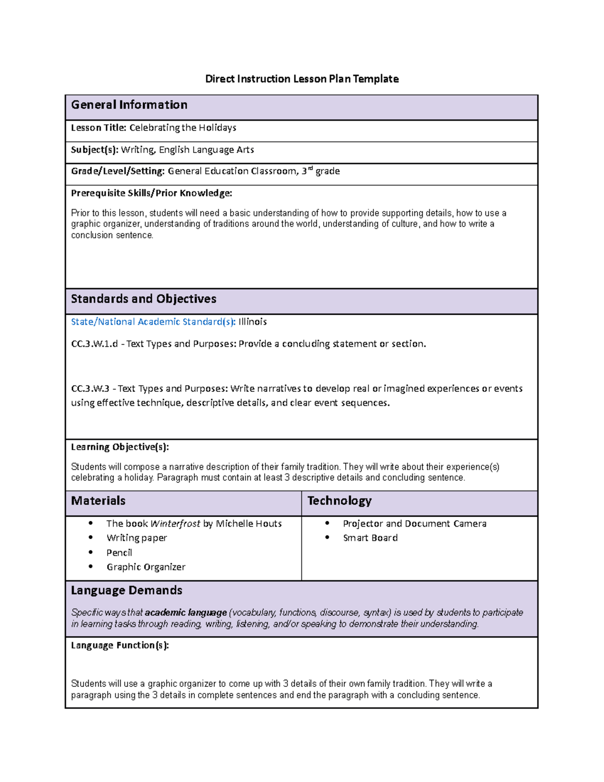 C380 task 1 - task 1 c380 wgu - Direct Instruction Lesson Plan Template General Information ...