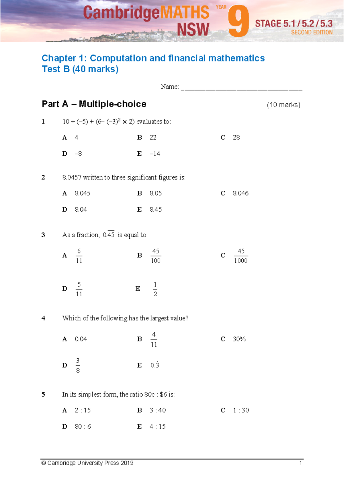Chapter 1: Computation & Financial Maths Test B (Camb Maths 9 5) - Studocu