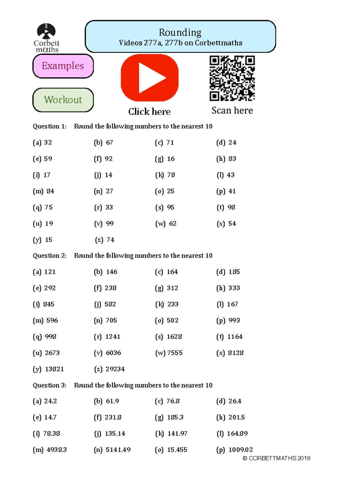 Rounding Practice Questions 277a & 277b - Corbettmaths - Studocu