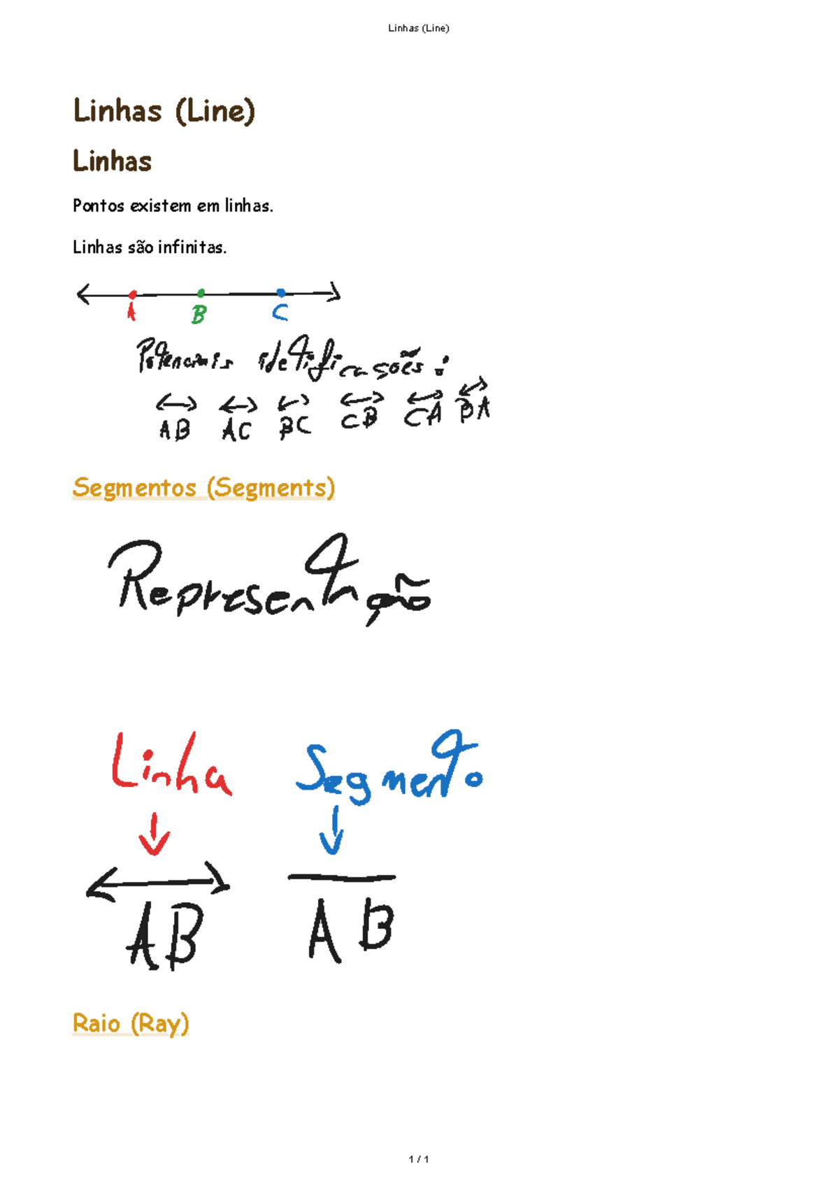 Linhas (Line) - Matemática - Linh s (Line) Linh s Pontos existem em ...