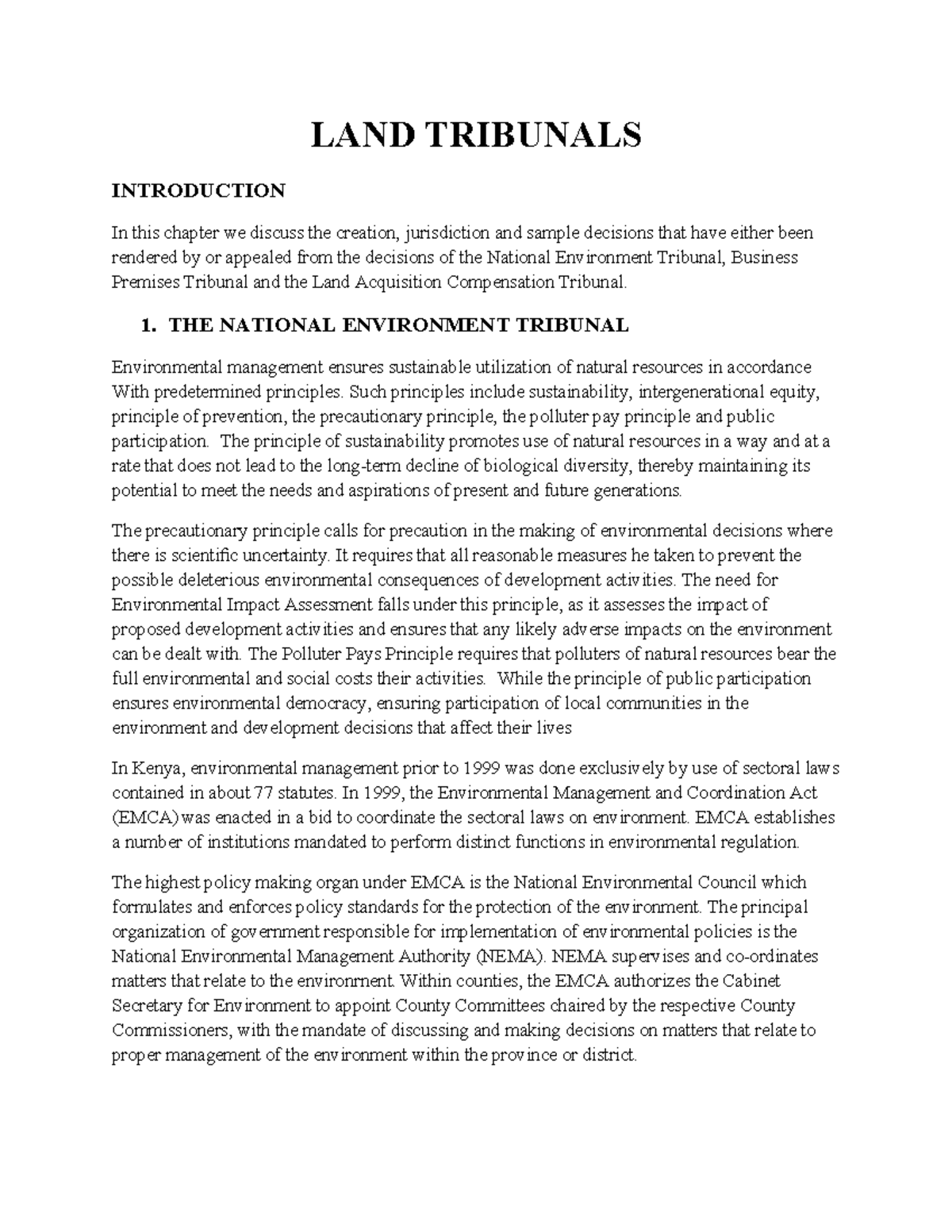 LAND Tribunals - Lecture notes a summarized - LAND TRIBUNALS ...