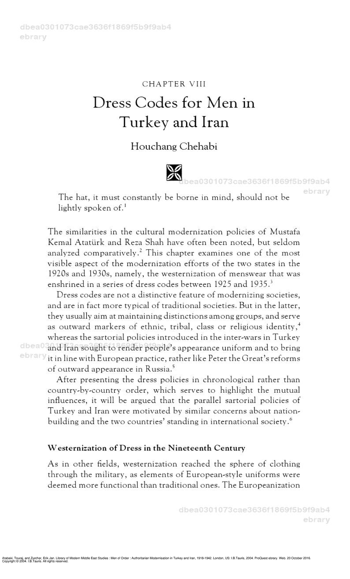 Men of Order: Authoritarian Modernization in Turkey & Iran (1918-1942 ...