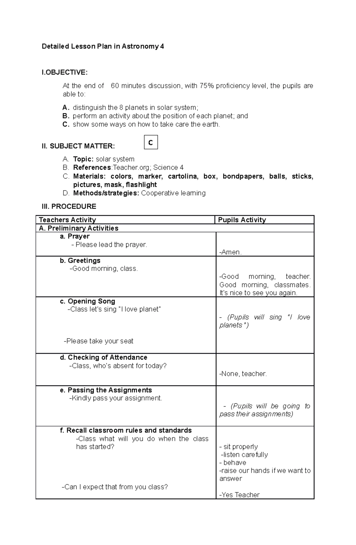 Detailed Lesson Plan - Detailed Lesson Plan English 4 I. Learning ...