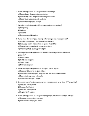Project Man Quiz 1 - quiz - What is the primary purpose of a project ...