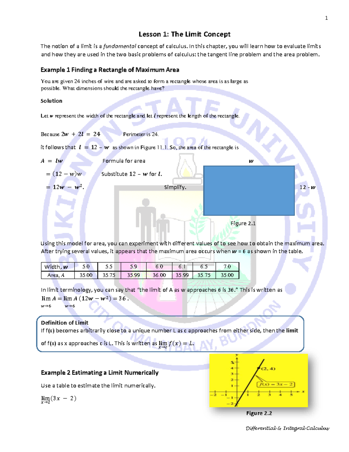 Lesson 1: Understanding the Limit Concept in Calculus - Studocu