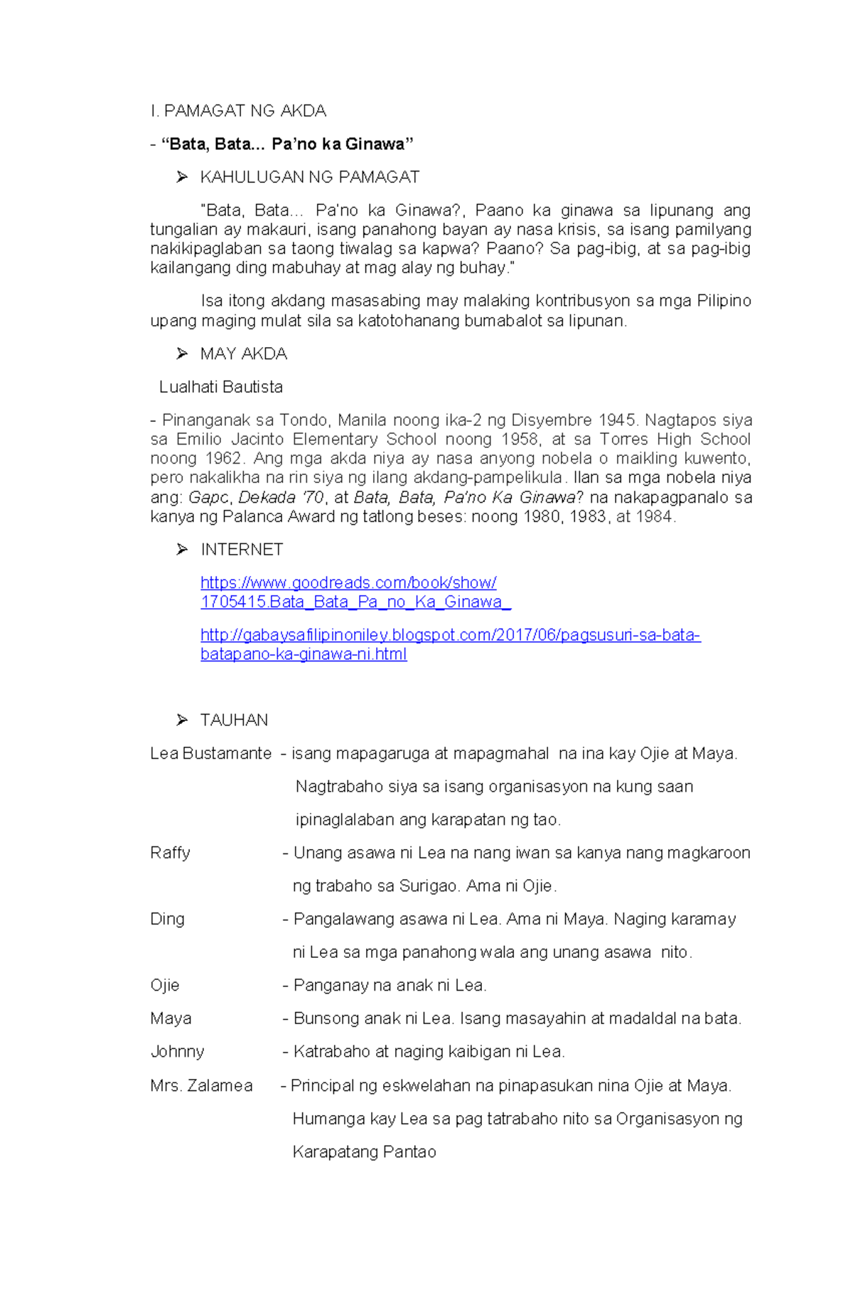 Pagsusuri ng Pelikulang "Bata, Bata... Pa’no Ka Ginawa?" ni Lualhati ...