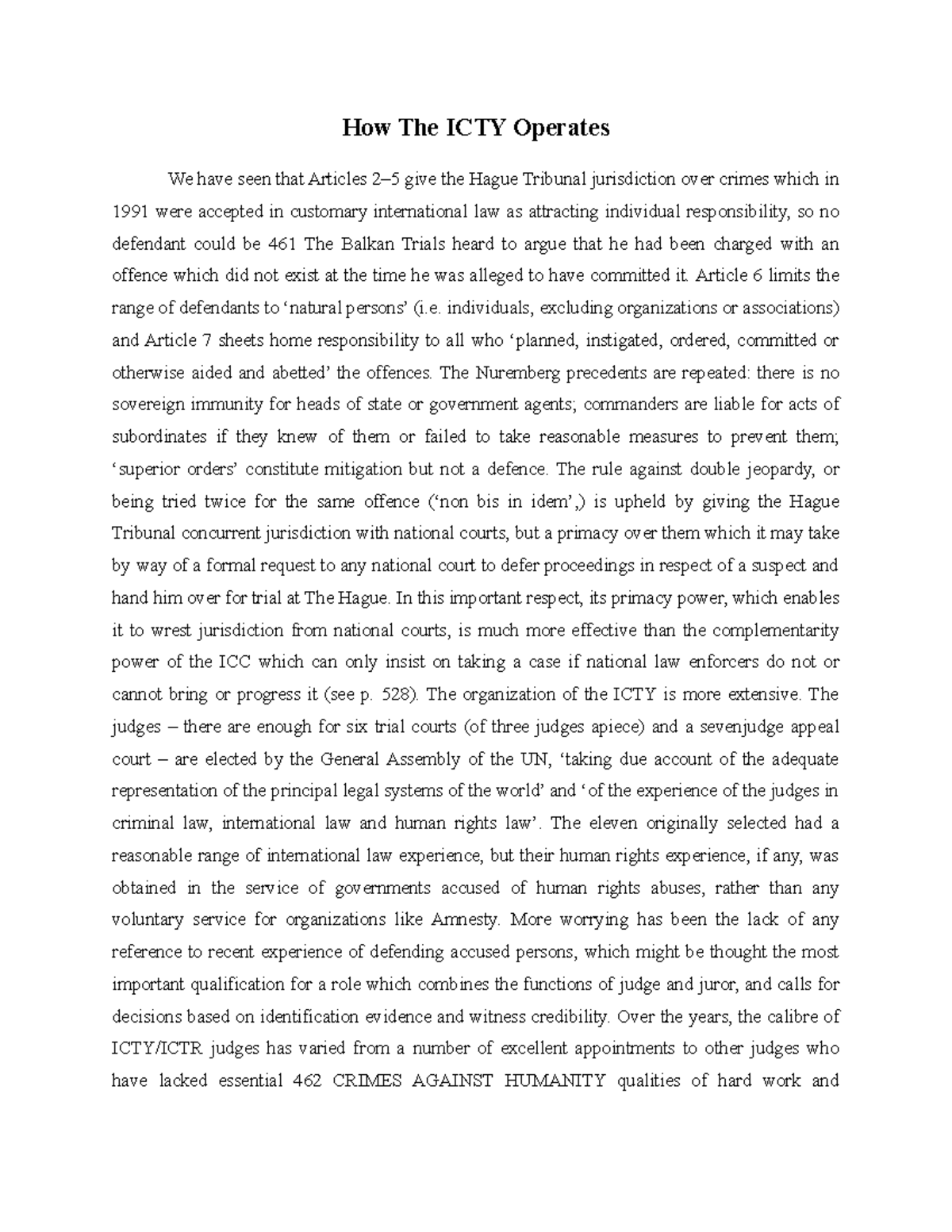 How The ICTY Operates - Article 6 limits the range of defendants to ...