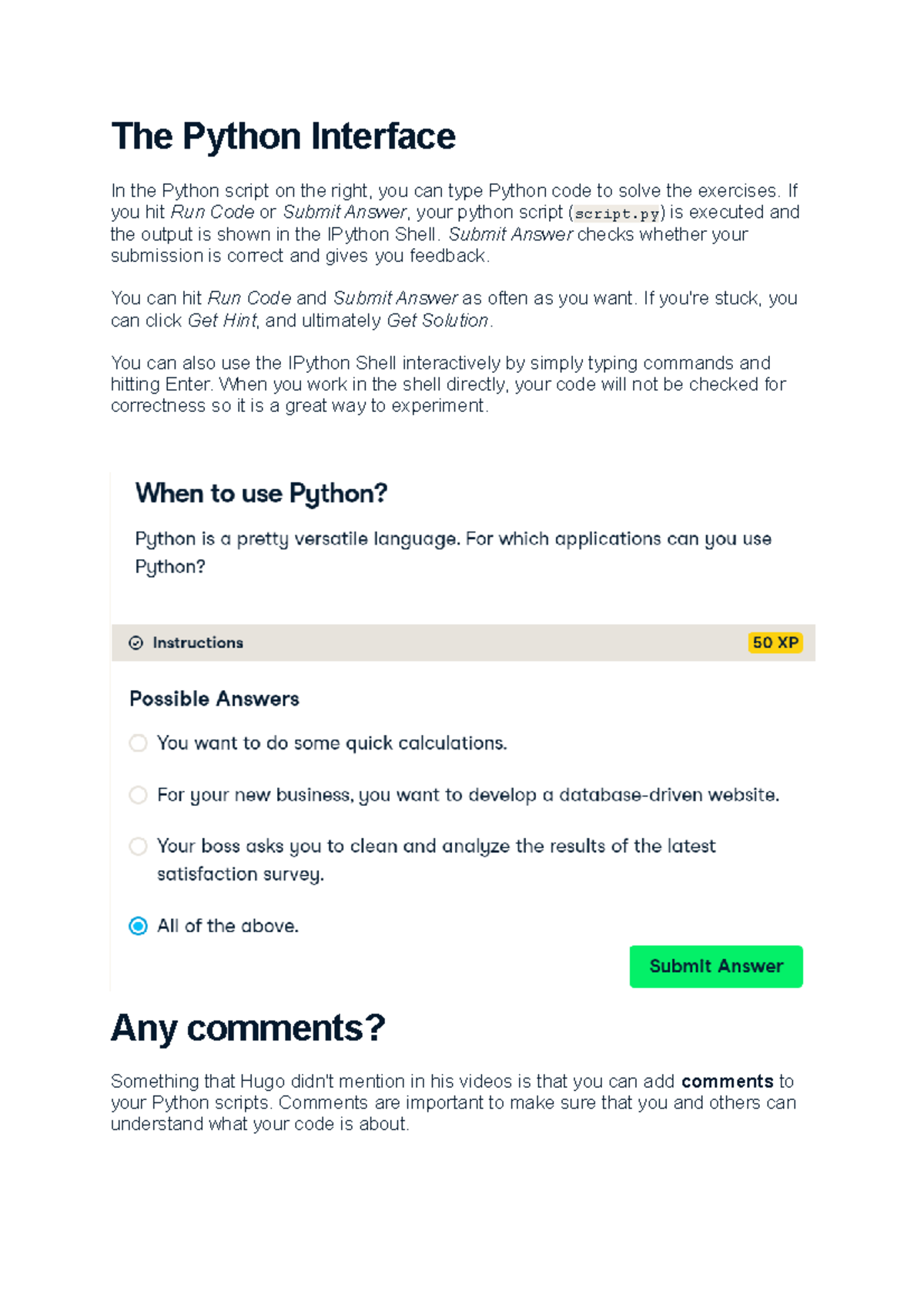 Introduction to phyton - The Python Interface In the Python script on ...